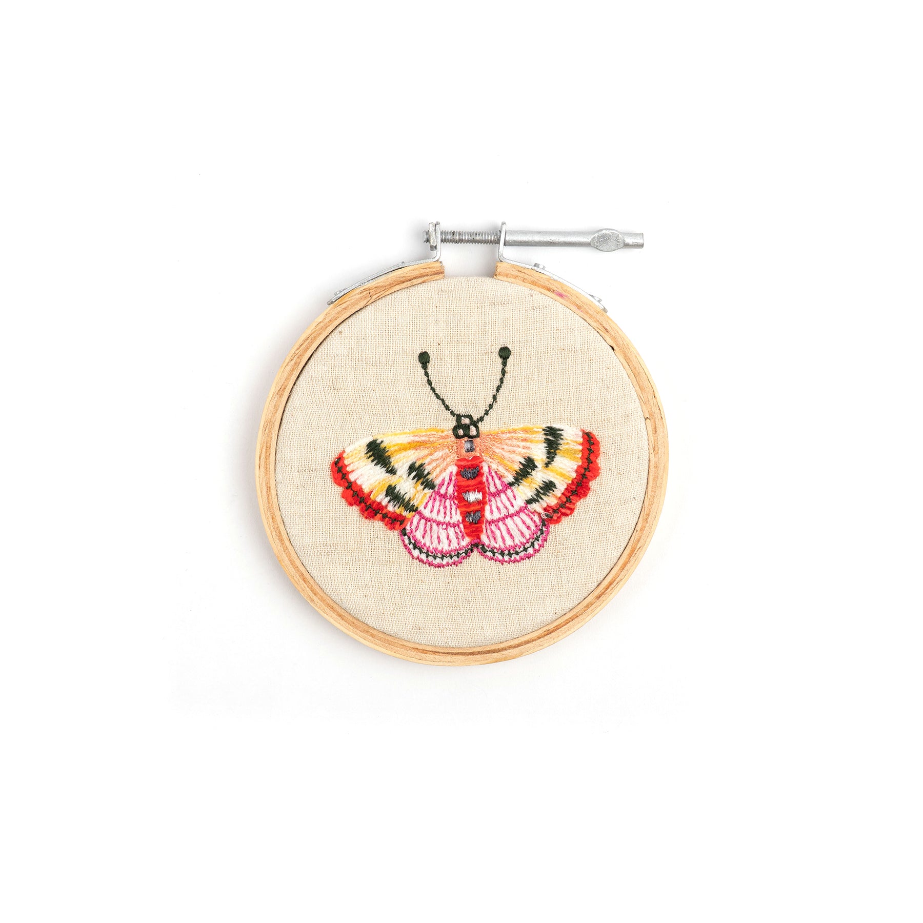Small Butterfly Embroidery Hoop Collection -Pink & Yellow Wing- 4” Dia ...