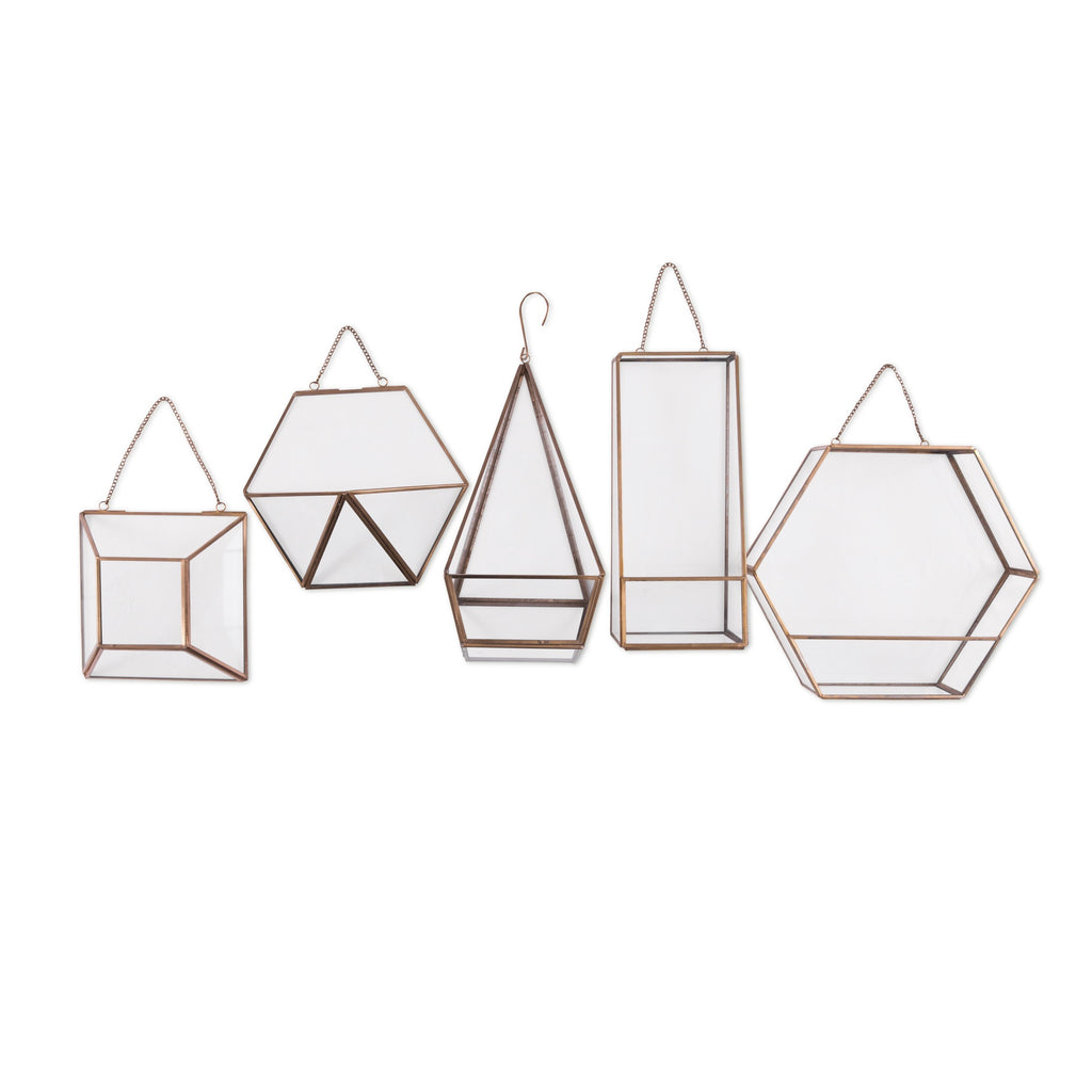 ***Hexagon Hanging Glass Terrarium 12" x 10" x 3" – Sugarboo & Co