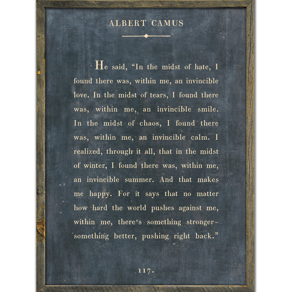 Albert Camus Book Collection (Grey Wood) Art Print – Sugarboo & Co