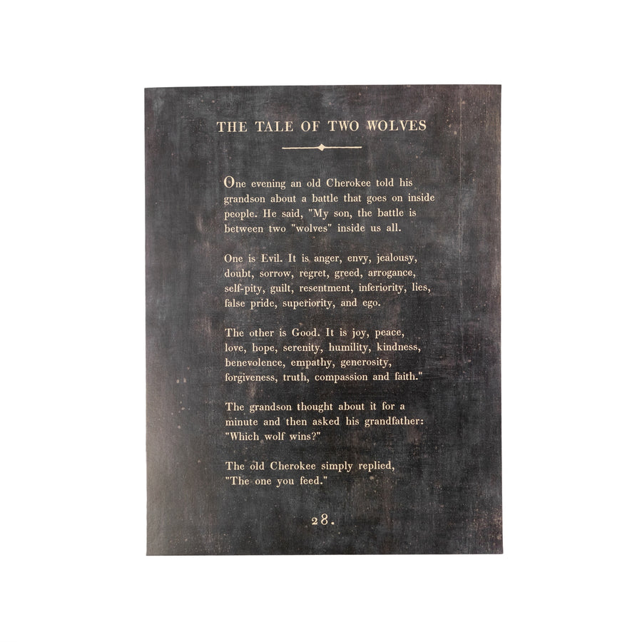 12"x16" Tale of two Wolves Book Collection Art Poster - Charcoal ...