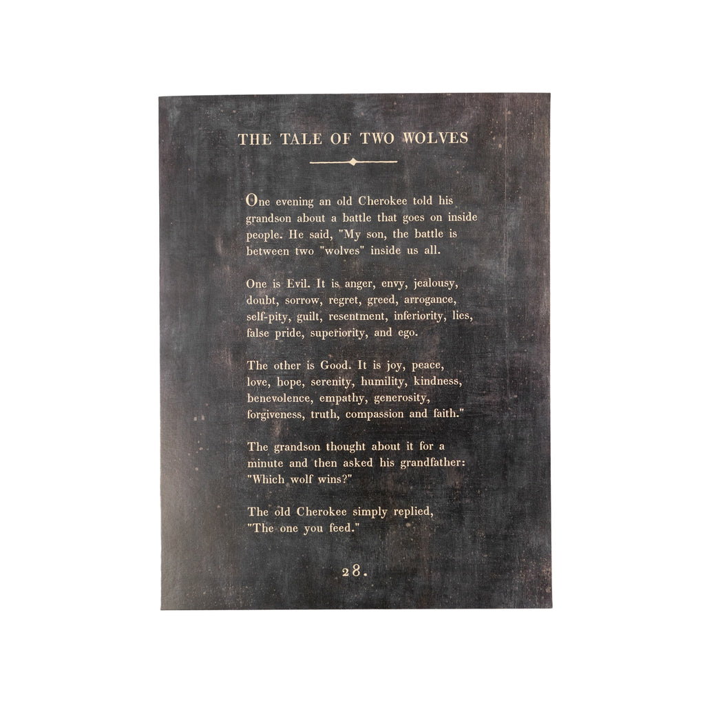 12"x16" Tale of two Wolves Book Collection Art Poster - Charcoal ...