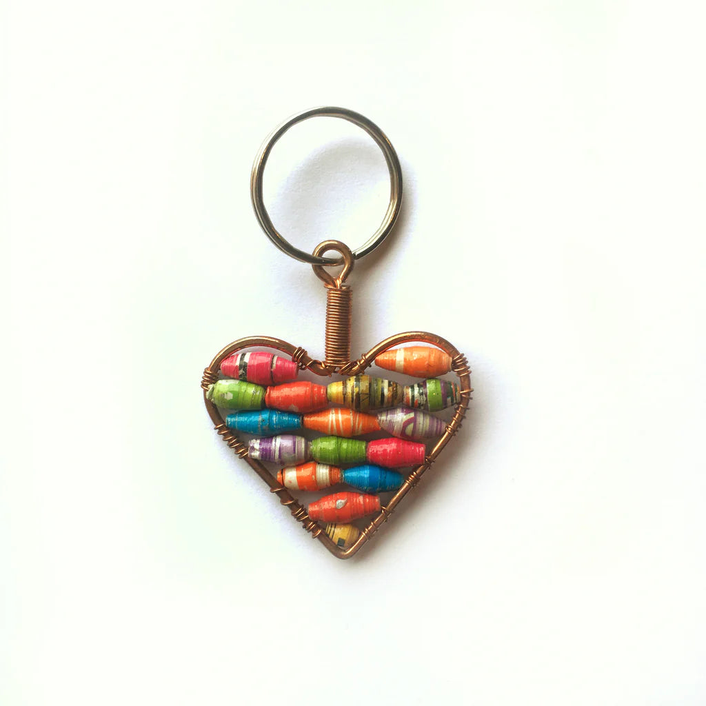 Heart Paper Bead Keychain Multicolor – Sugarboo & Co