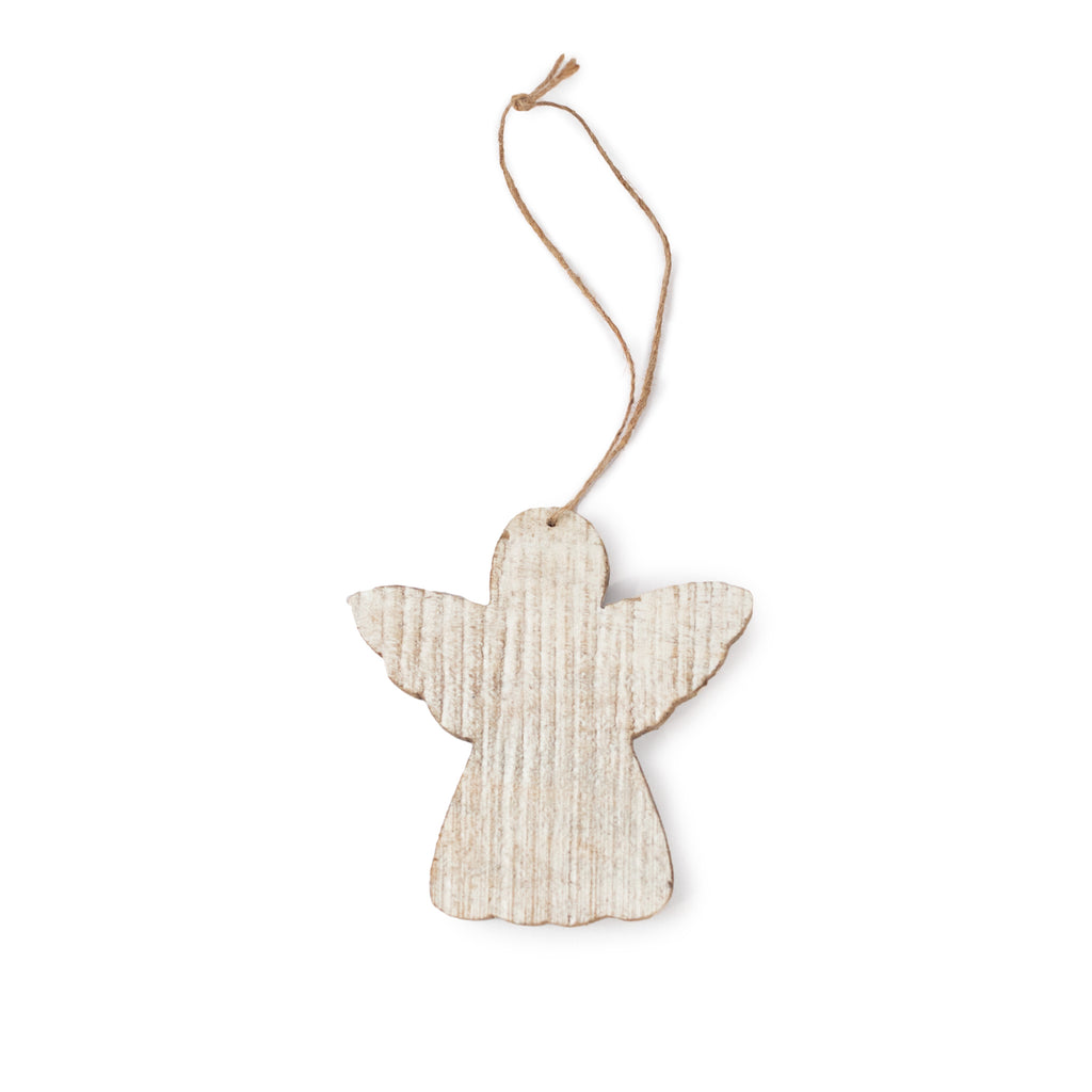 Angel Whitewash Wooden Ornament – Sugarboo & Co
