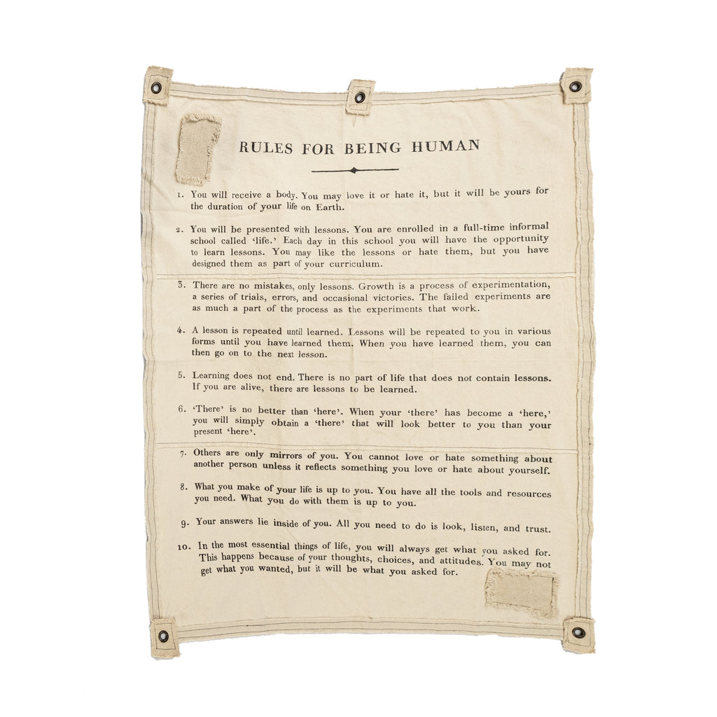 Canvas Wall Hanging - 10 Rules for being Human - 46" x 57" – Sugarboo & Co