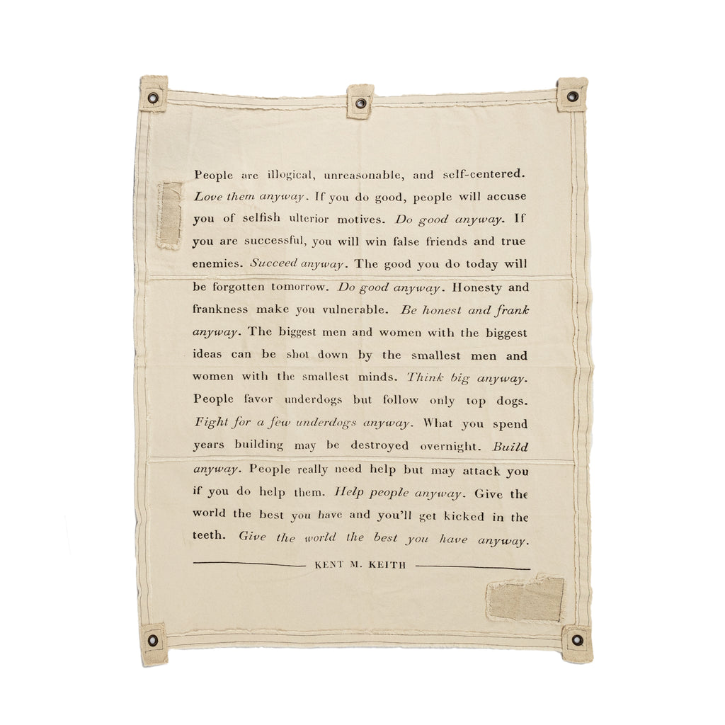 Canvas Wall Hanging - Anyway (Kent M. Keith) - 46" x 57" – Sugarboo & Co