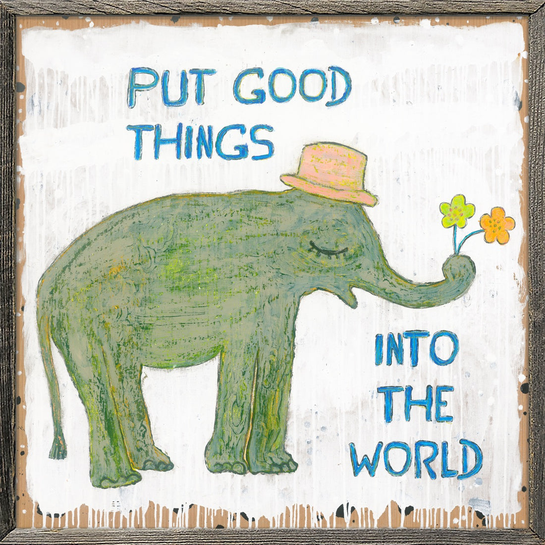 Good Things Elephant (Grey Wood) - Art Print – Sugarboo & Co