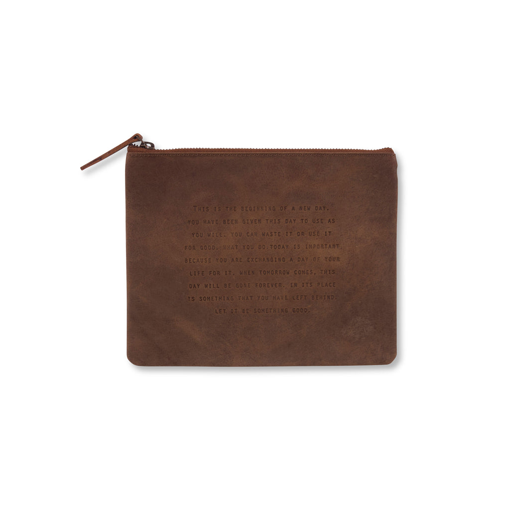 ***This Is the Beginning Leather Zip Bag - 9”x7 – Sugarboo & Co